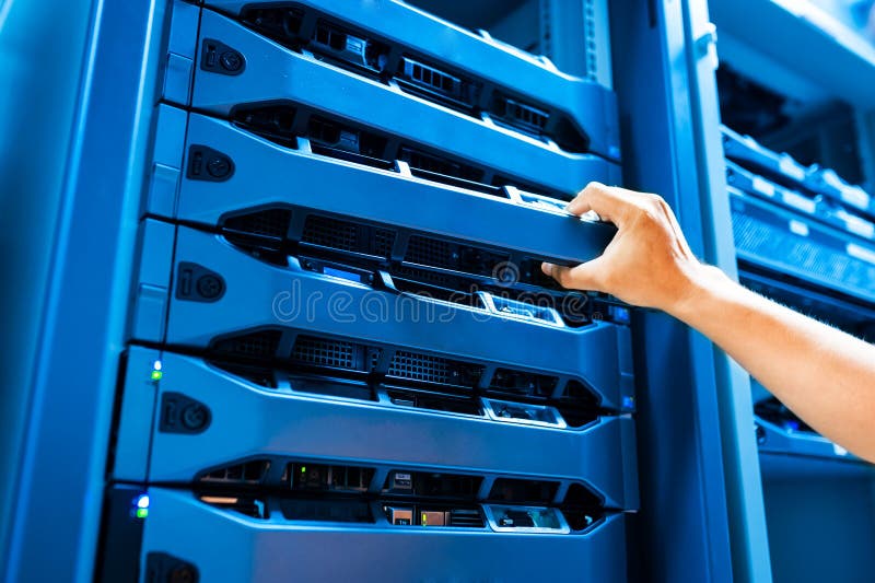 Man Fix Server Network in Data Center Room Stock Photo - Image of ...