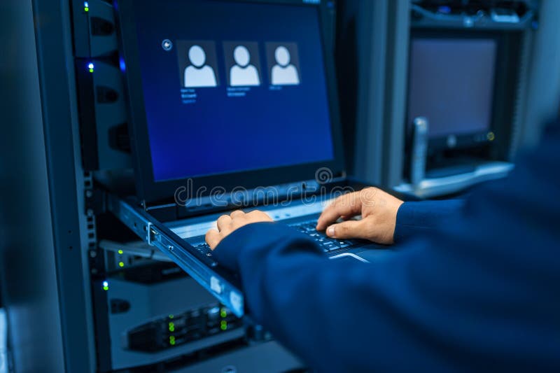 People Fix Server Network in Data Room Stock Image - Image of ...
