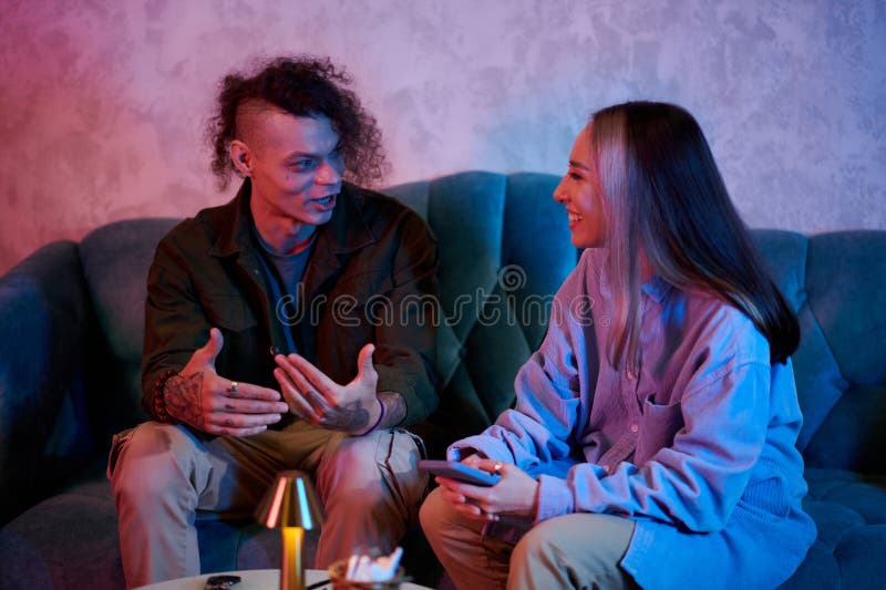 People Flirting at Night Party Stock Photo - Image of relaxation ...