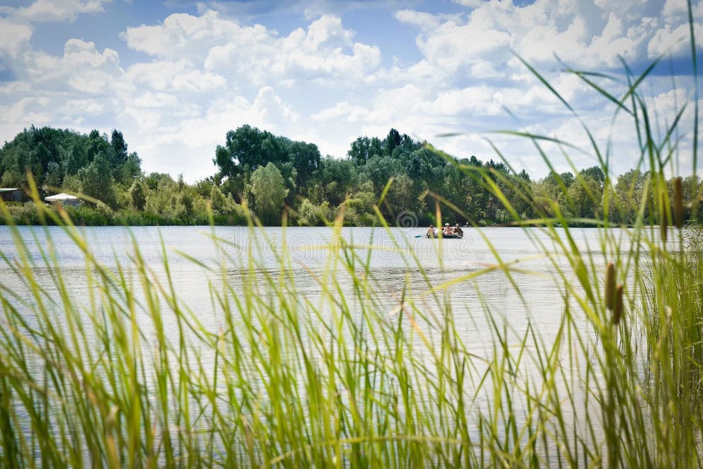 People Float in a Boat on a Big River Stock Image - Image of marine ...