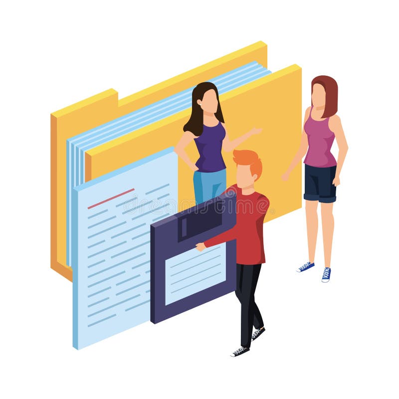 Folder with Documents 3D Render Illustration in Cartoon Style. 3D ...