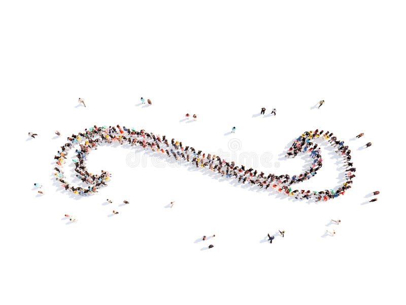 People in the Form of Calligraphic Elements Stock Illustration ...