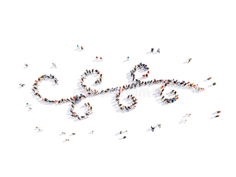 People in the Form of Calligraphic Elements Stock Illustration ...