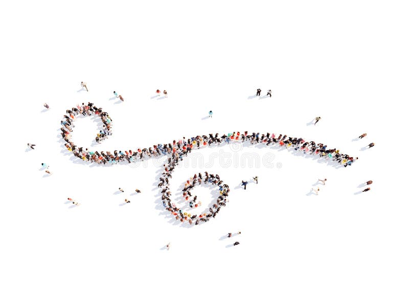 People in the Form of Calligraphic Elements Stock Illustration ...