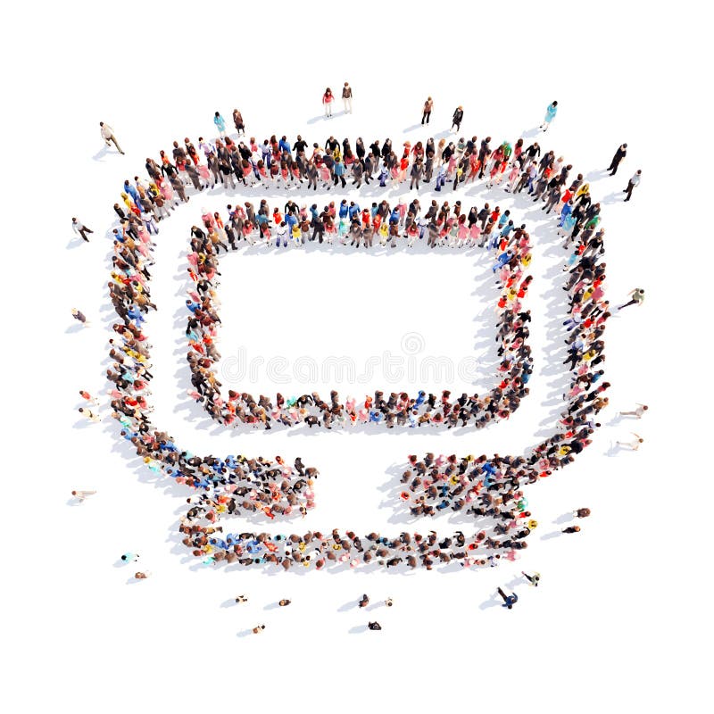 People computer shape 3d stock photo. Image of crowd - 73271442