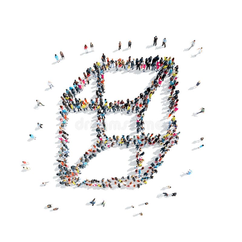 People in the Form of a Cube Stock Illustration - Illustration of face ...