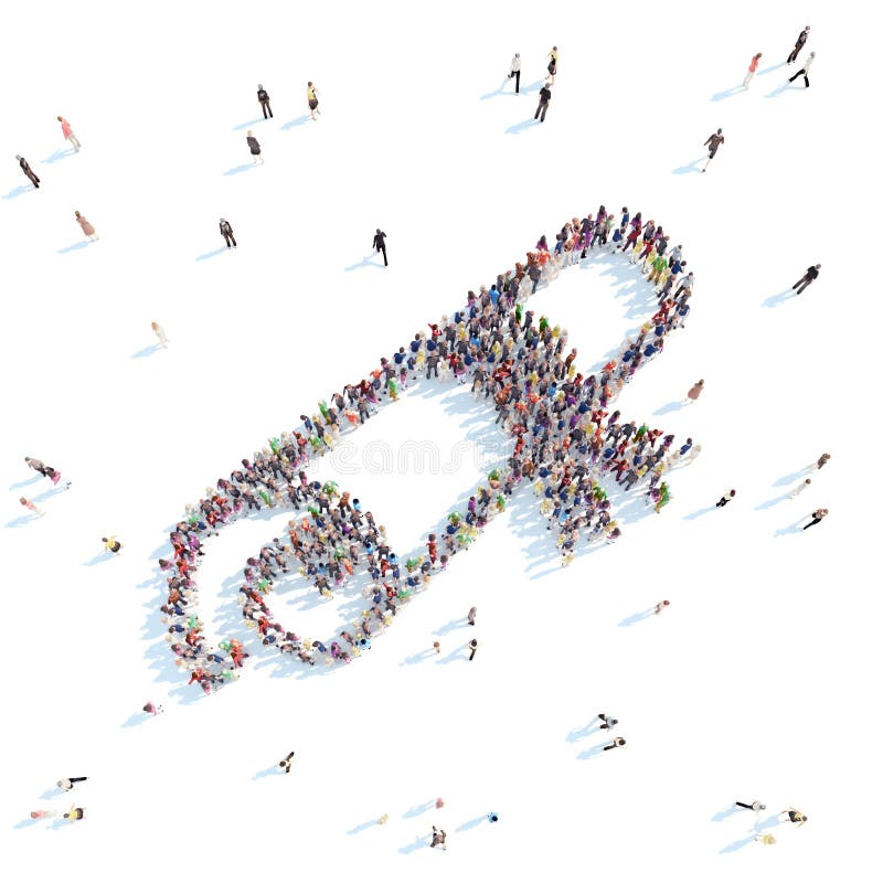 People in the Form of a Scroll. Stock Illustration - Illustration of ...