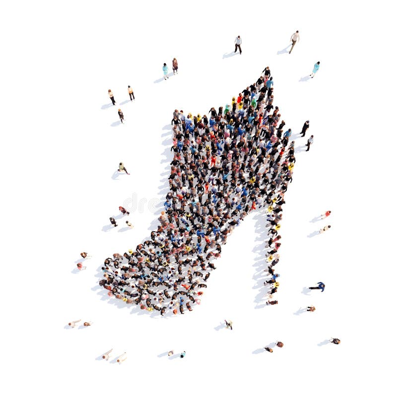 People in the Form of Shoes Stock Illustration - Illustration of cart ...