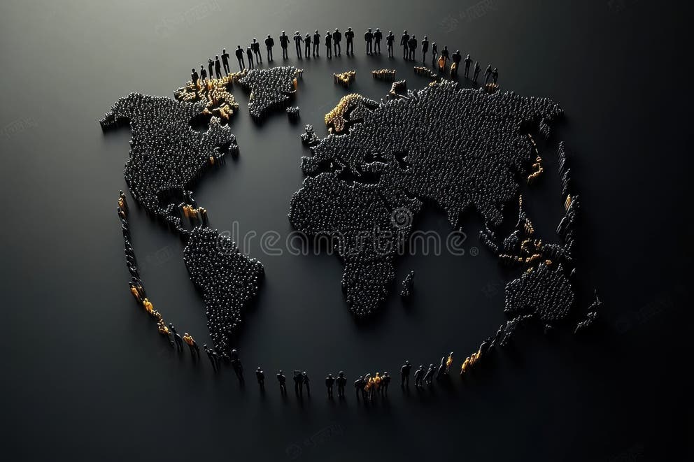 People Form a World Map Symbolizing Unity and Diversity in a Creative ...