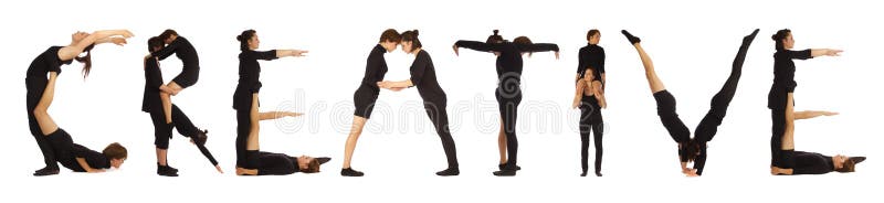 Group of Black Dressed People Forming the Letters Stock Photo - Image ...