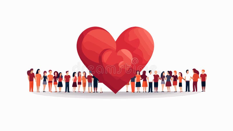 People Forming Heart Shape Vector Icon Cartoon Illustration with Unity ...