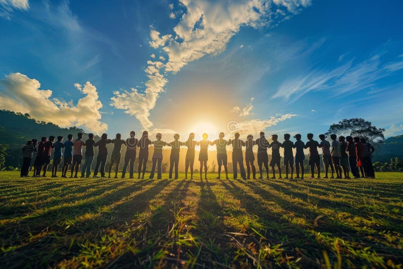People Forming a Human Chain by Clasping Hands, Symbolizing Unity and ...