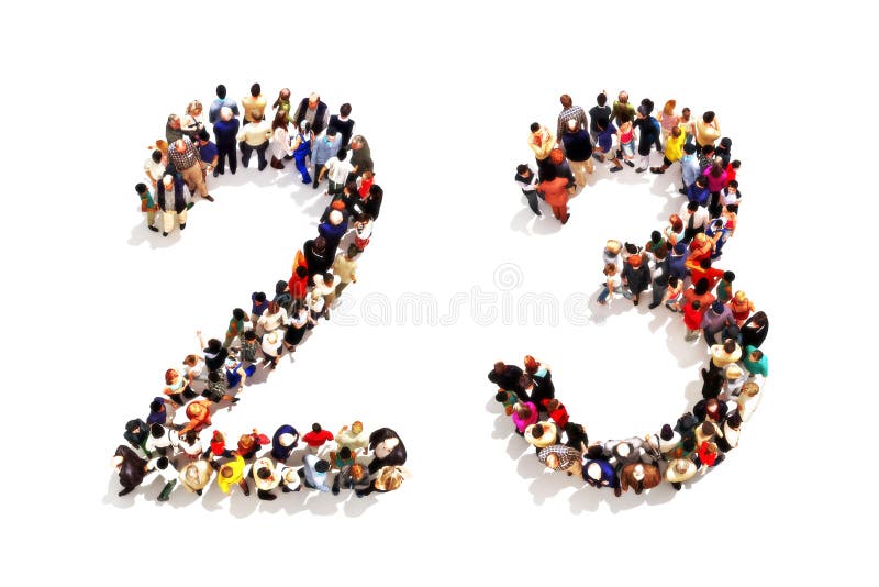 People Forming the Shape As a 3d Number Two (2) and Three (3) Symbol on ...