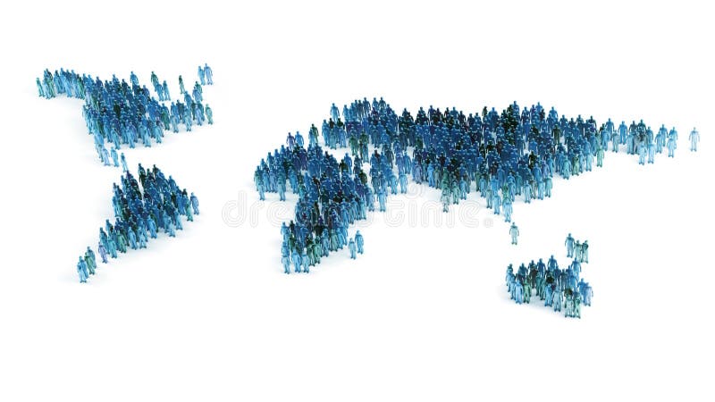 People forming a world map stock illustration. Illustration of ...