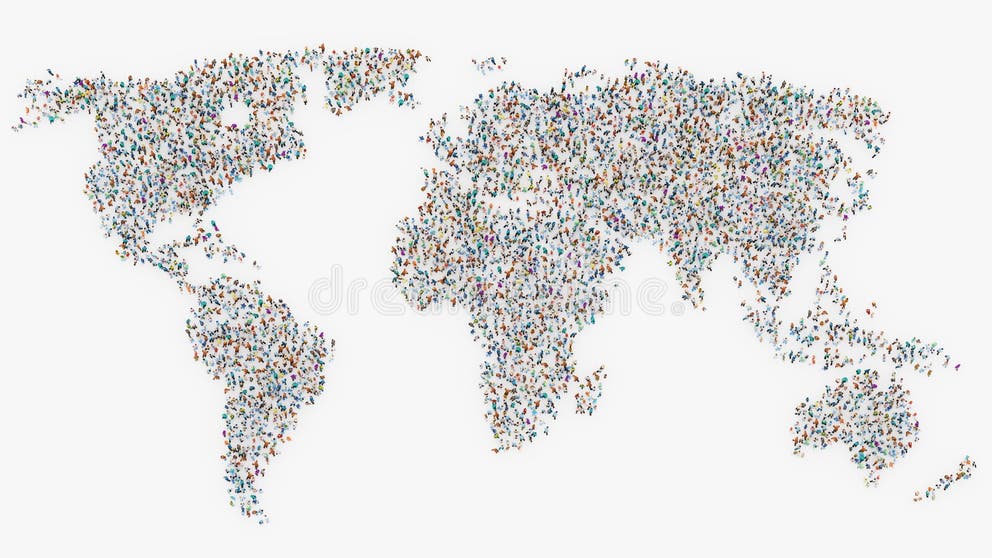 People forming a world map stock illustration. Illustration of idea ...