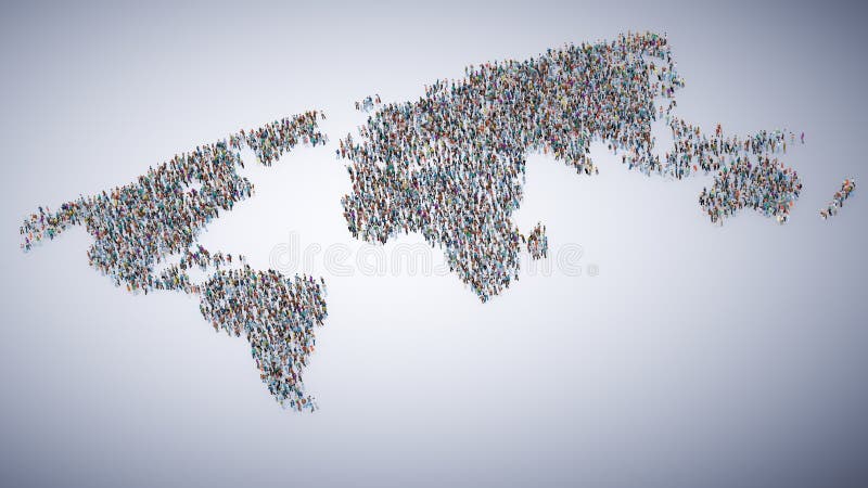 People forming a world map stock illustration. Illustration of internet ...