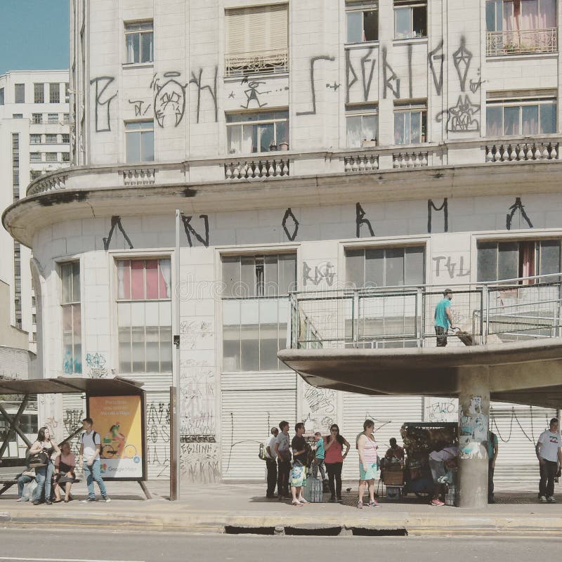 People in Front of Building with Graffiti Editorial Image - Image of ...