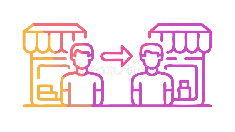 People in Front of Stores, Consumer Interaction and Shopping, Vector ...