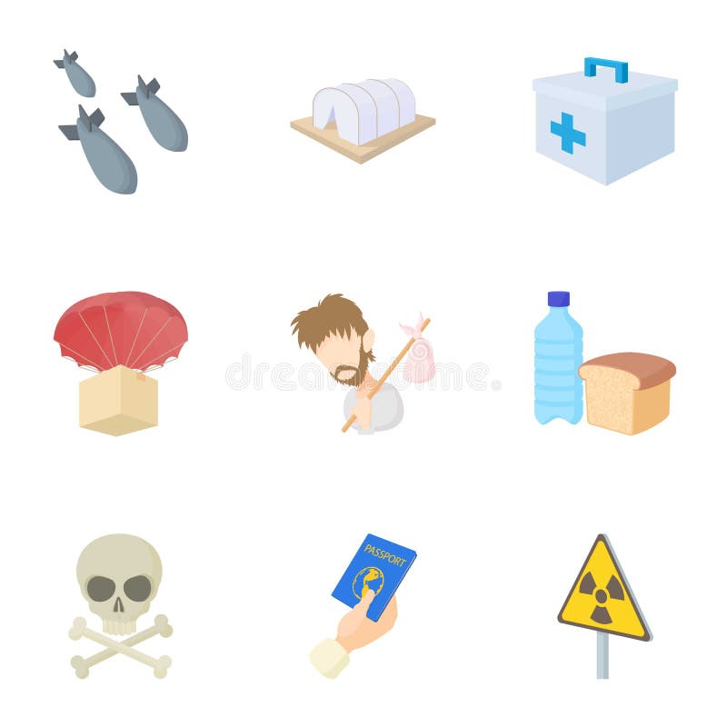 People Fugitives Icons Set, Cartoon Style Stock Vector - Illustration ...