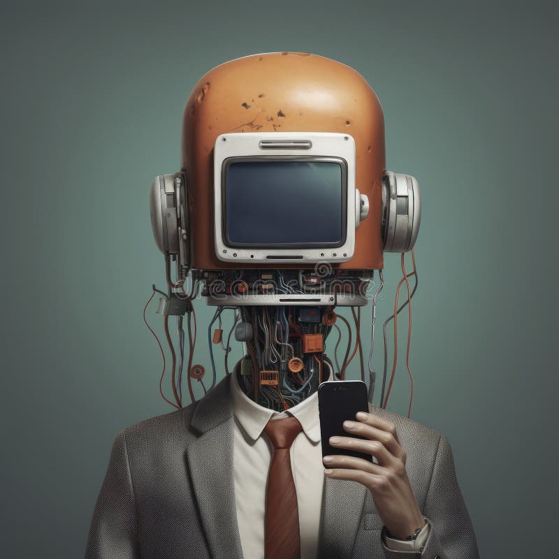 People of the Future, Machine and Robot Concept Stock Illustration ...