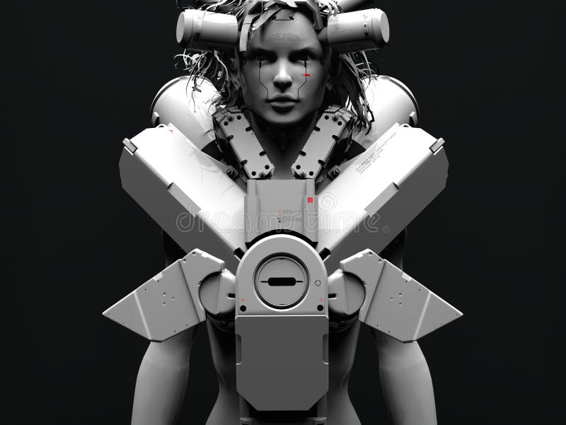 People of the Future and Robots. Stock Illustration - Illustration of ...