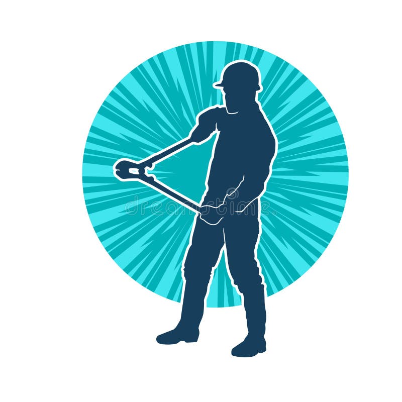 Silhouette of a Male Worker in Pose Holding Cutting Plier Tool. Stock ...