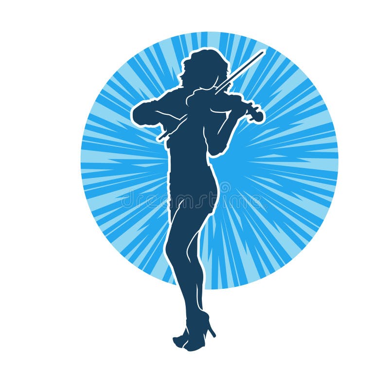 Silhouette of a Woman Musician Playing Violin String Musical Instrument ...