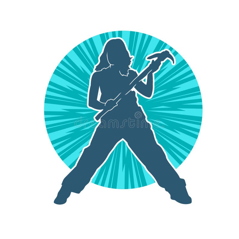 Silhouette of a Female in Worker Costume Carrying Pick Axe Tool in ...