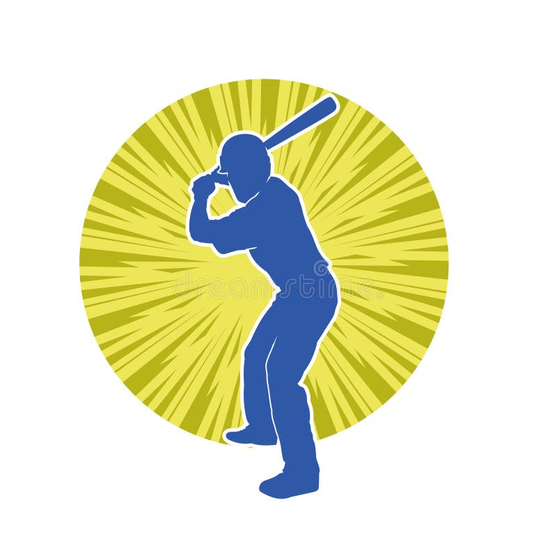 Silhouette of a Male Baseball Batter Player in Action Pose. Stock ...