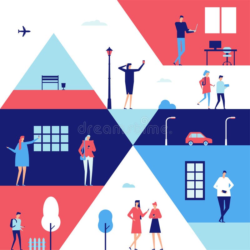 People with Gadgets - Flat Design Style Illustration Stock Vector ...