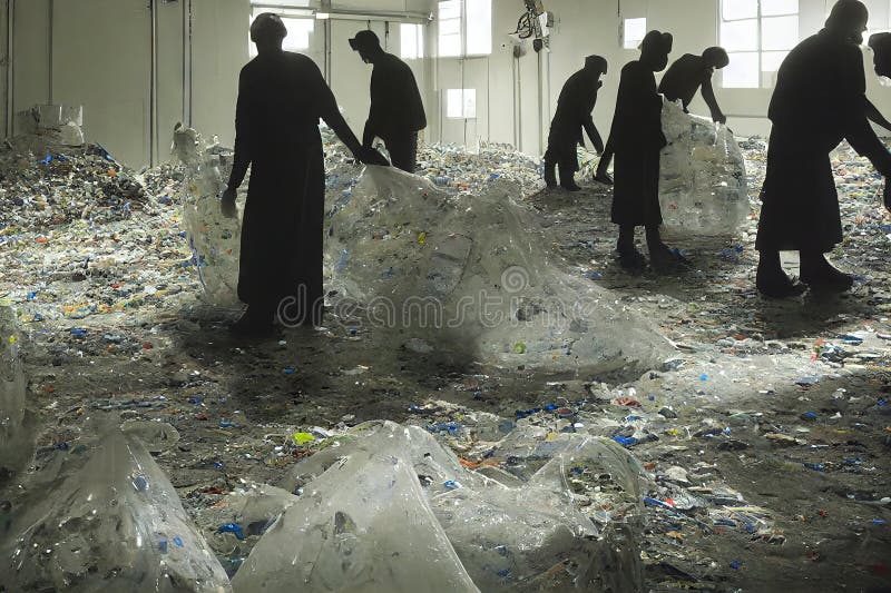 People at Garbage Recycling Garbage Stock Illustration - Illustration ...