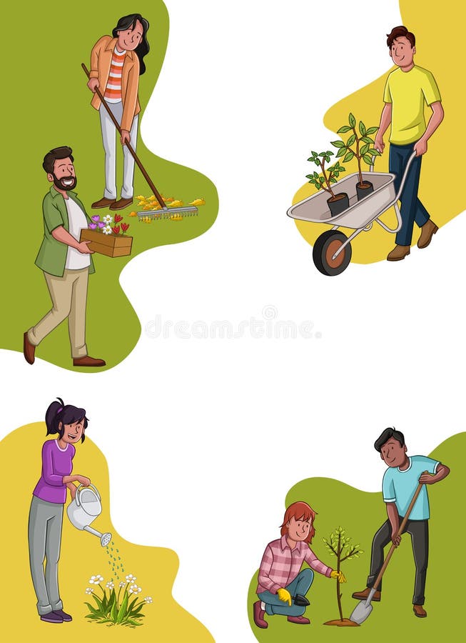 People Gardening. People Working in the Garden Stock Vector ...