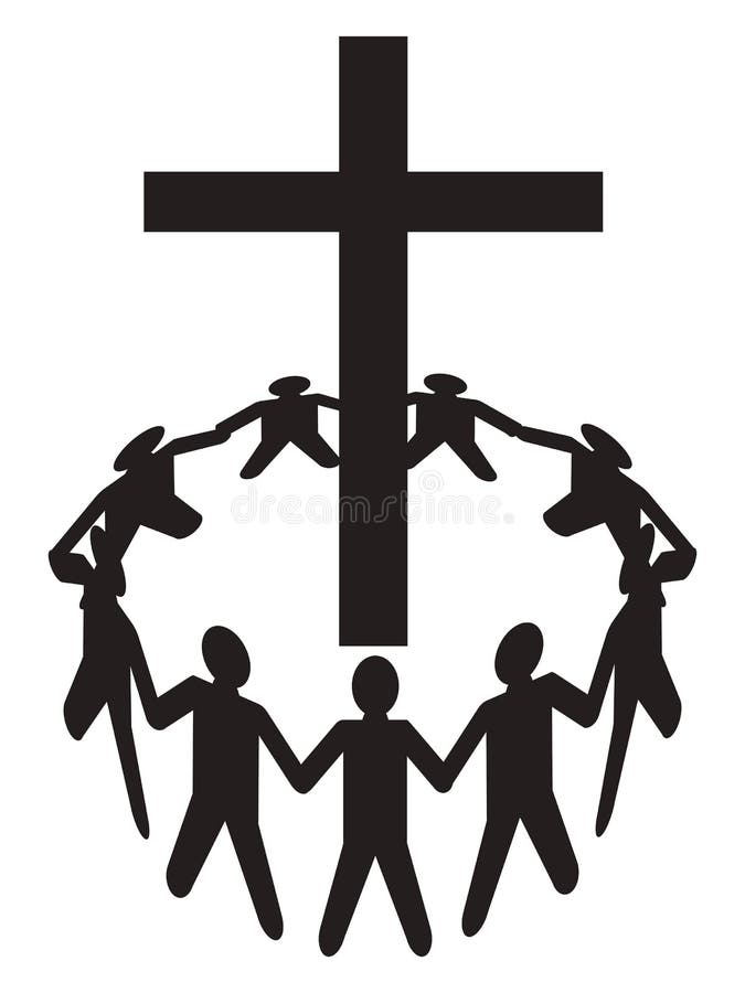 People Gather Around a Cross Stock Vector - Illustration of black ...