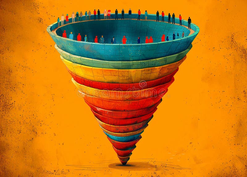 People Gather Around the Edges of a Mesmerizing Spiral Stock ...