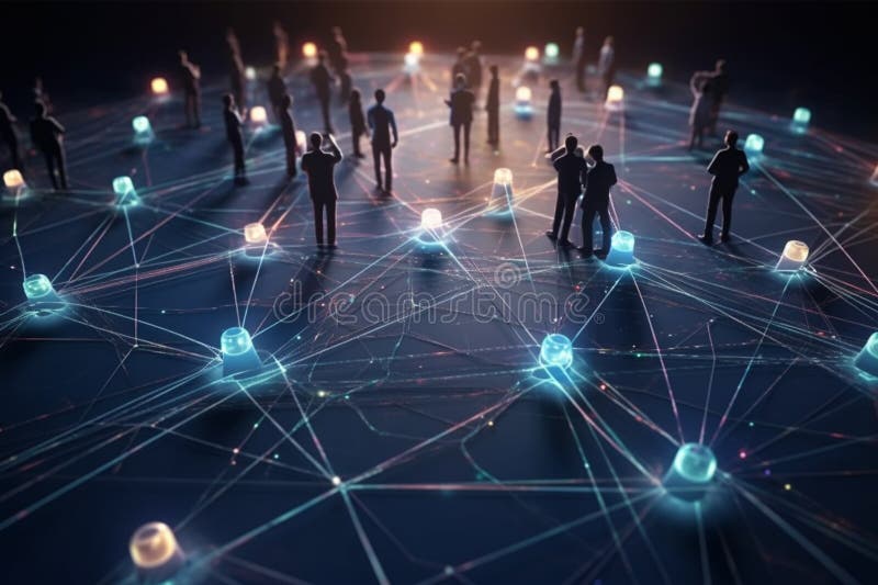 People are Gathered Around a Network with Lights and the Words we are ...