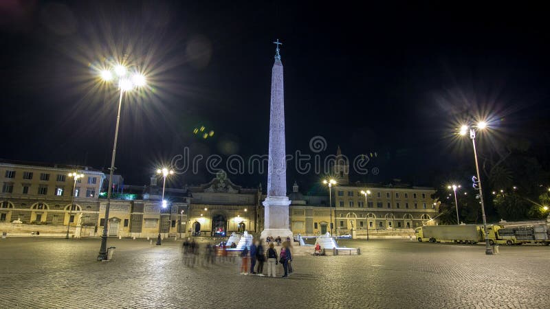 People are Gathering Under the Central Column on Piazza Del Popolo ...