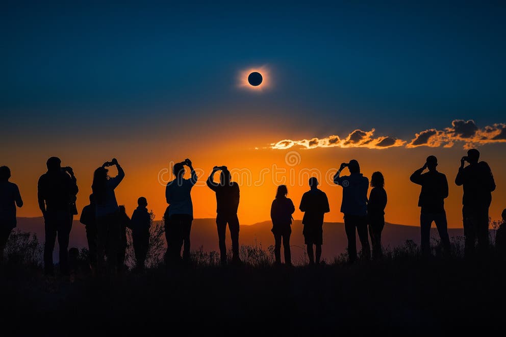 People Gazing at Solar Eclipse: Dramatic Sky and Shadows Stock ...
