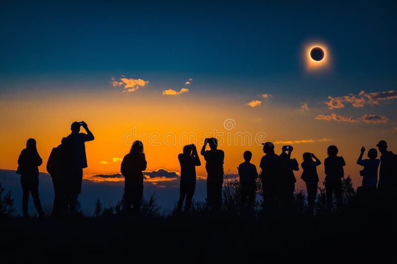 People Gazing at Solar Eclipse: Dramatic Sky and Shadows Stock ...