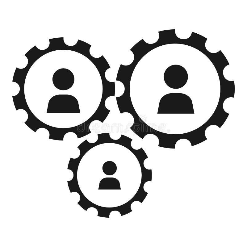 People Gear Cooperation Icon, Simple Style Stock Vector - Illustration ...