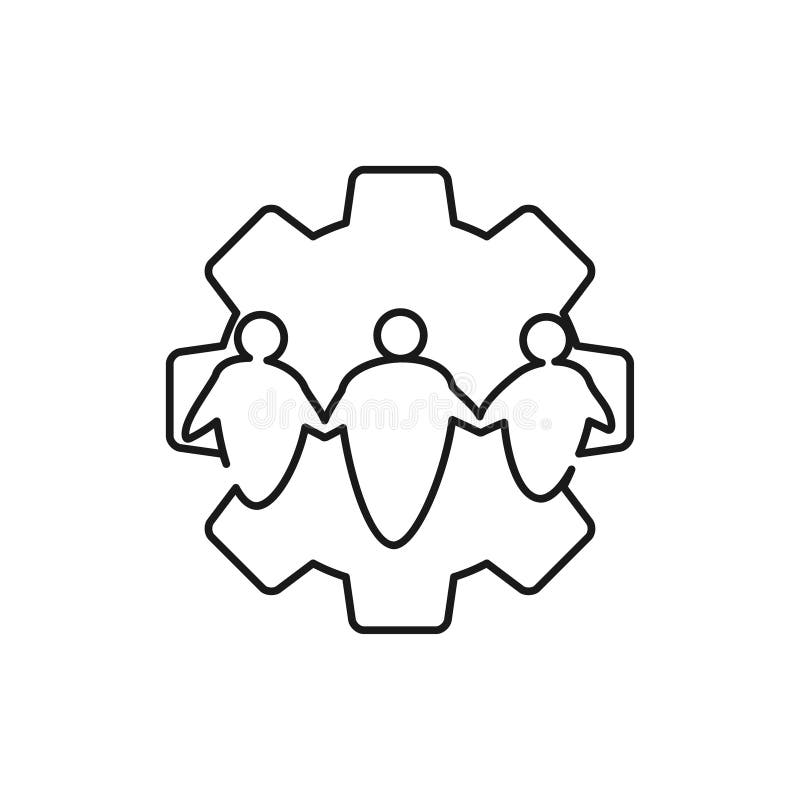 People Gear Machine Commitment Teamwork Together Outline Logo Stock Vector - Illustration of ...