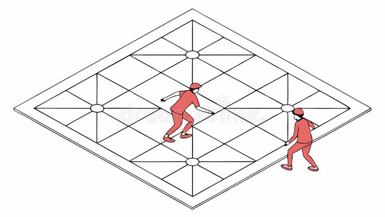 People on Geometric Grid Platform Abstract Scene, Vector Design ...