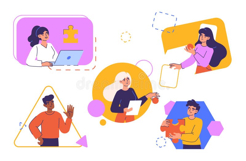 People in Geometric Shapes Vector Concept Stock Vector - Illustration ...