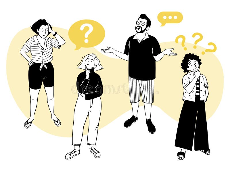 People with Gestures of Questioning. Emotion Signs Stock Vector ...