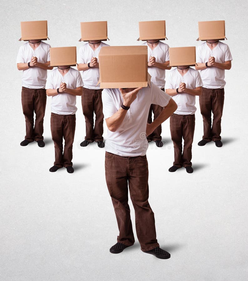 People Gesturing with Empty Box on Their Head Stock Photo - Image of ...