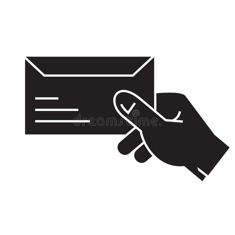 Get Mail Black Vector Concept Icon. Get Mail Flat Illustration, Sign ...