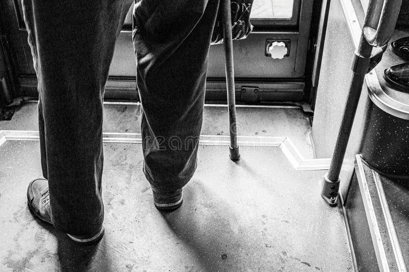People Get Off the Bus at a Public Stop Close-up in the Summer at ...