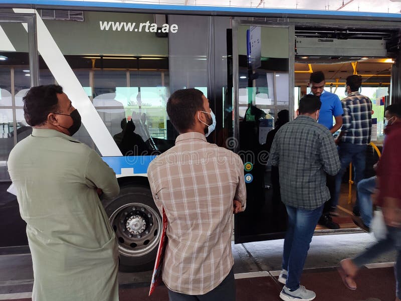People Getting into a Bus in Dubai Editorial Stock Image - Image of ...