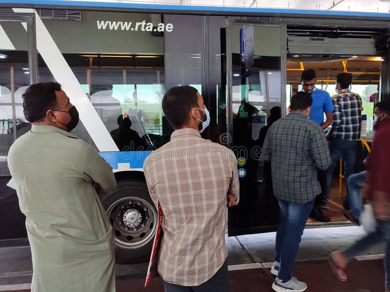 People Getting into a Bus in Dubai Editorial Stock Image - Image of ...