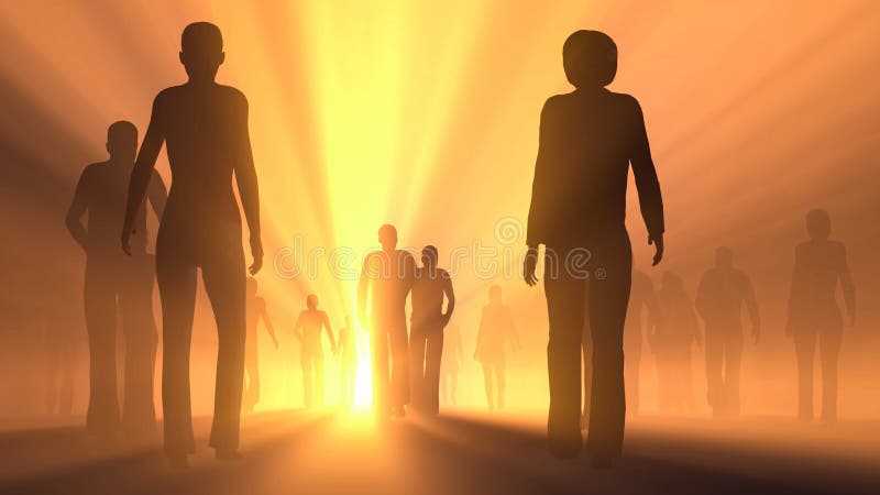 People go to the light stock illustration. Illustration of glow - 37560210