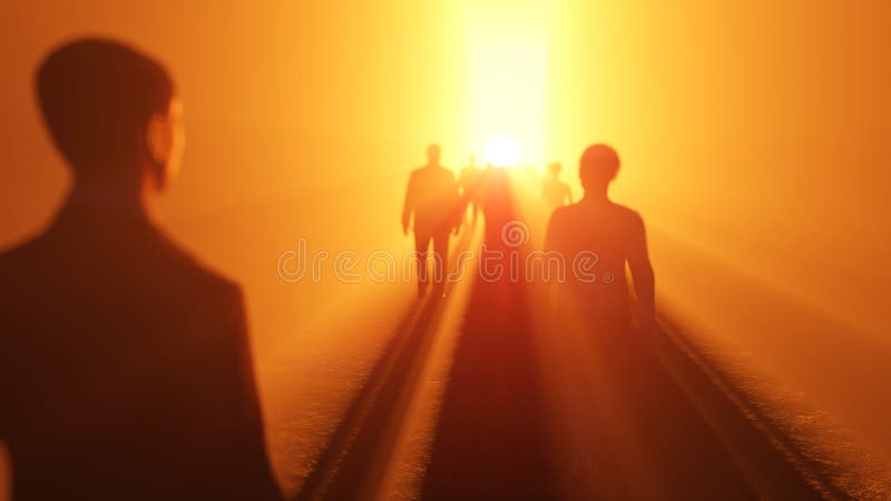 People go to the light stock illustration. Illustration of clouds ...